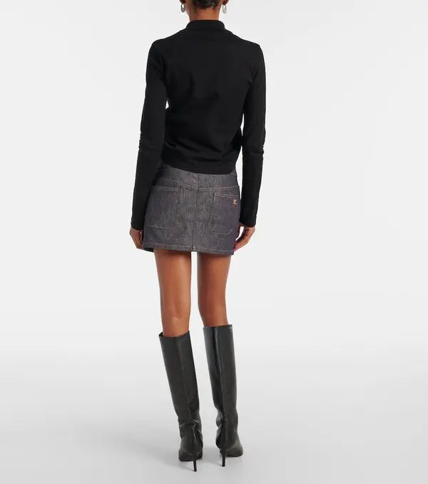 COURREGES Cropped Cotton Polo Shirt - Black
