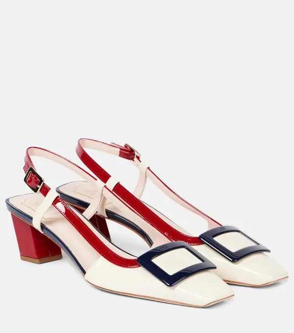 ROGER VIVIER Belle Vivier 45 Patent Leather Slingback Pumps - Multicoloured