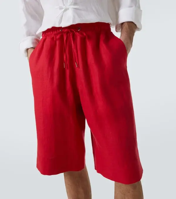 Kiton Linen Shorts - Red