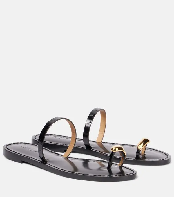 AMANU Kibera Embellished Leather Sandals - Black