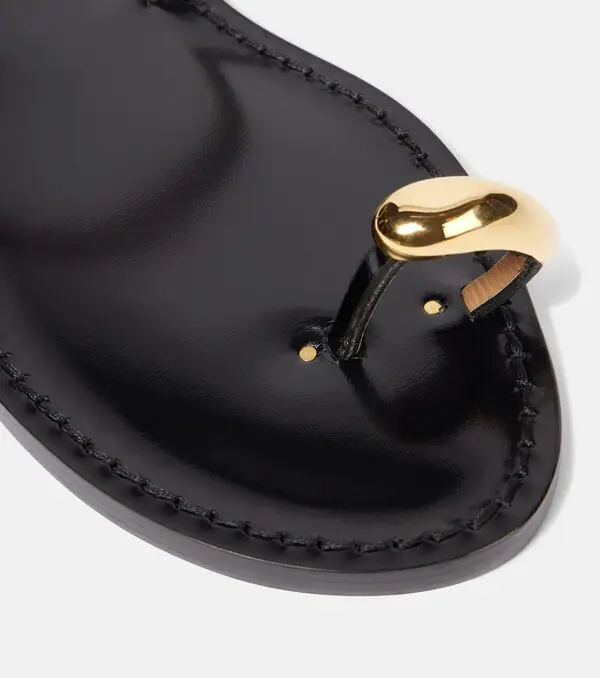 AMANU Kibera Embellished Leather Sandals - Black