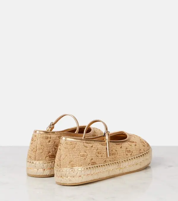 JIMMY CHOO Aciel Leather-trimmed Espadrilles - Gold