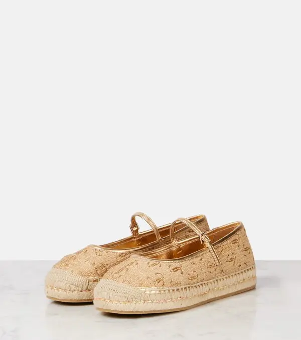 JIMMY CHOO Aciel Leather-trimmed Espadrilles - Gold