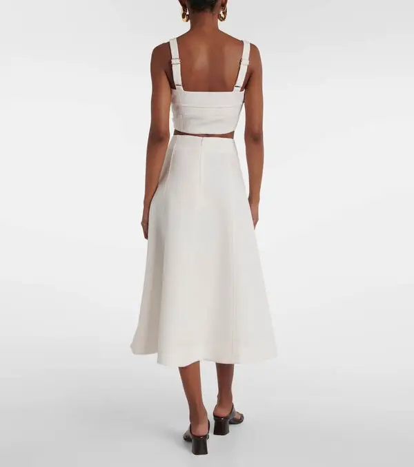 Veronica Beard Fellini Floral Jacquard Midi Skirt - White