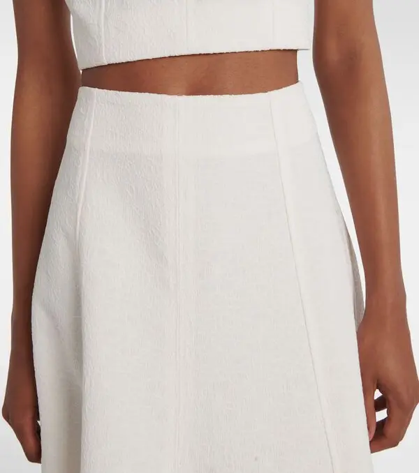 Veronica Beard Fellini Floral Jacquard Midi Skirt - White