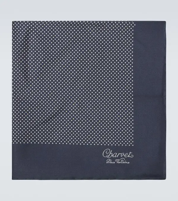 Charvet Printed Silk Handkerchief - Blue