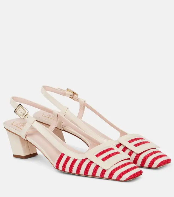 ROGER VIVIER Belle Vivier 45 Striped Slingback Pumps - Red