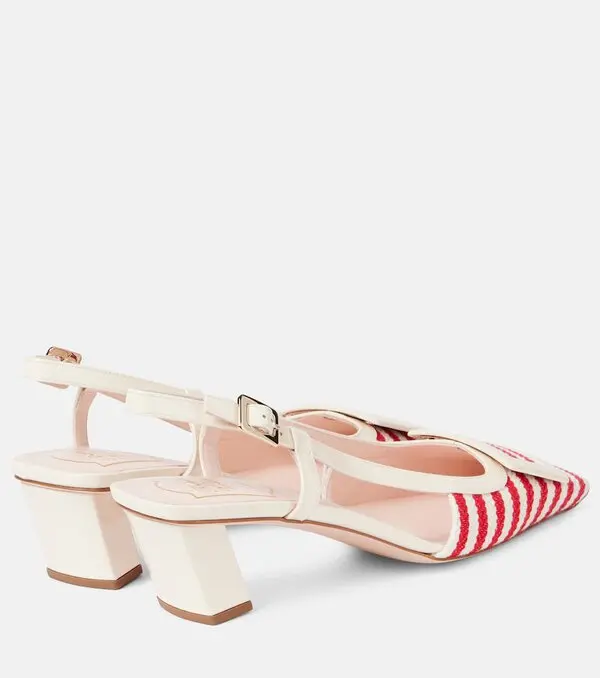 ROGER VIVIER Belle Vivier 45 Striped Slingback Pumps - Red