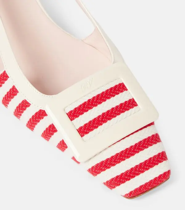ROGER VIVIER Belle Vivier 45 Striped Slingback Pumps - Red