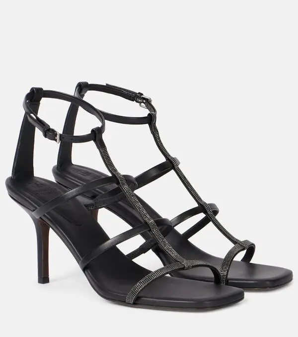 Brunello Cucinelli Monili Leather Sandals