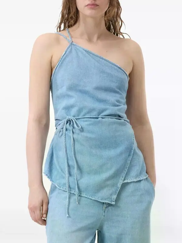Closed Wrap-design Denim Top