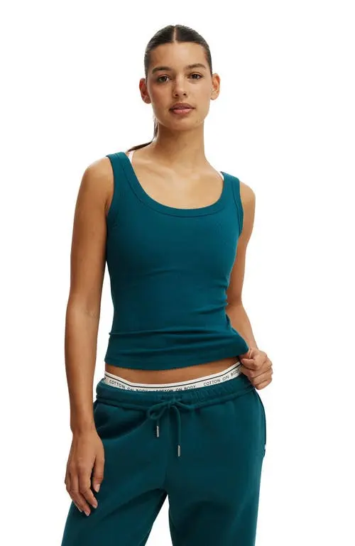 Cotton:on Active Rib Tank - Tidal Teal