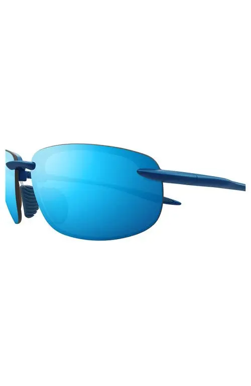 Maui Jim Hookipa Rectangular Sunglasses - Metal Matte Blue/ Blue Hawaii