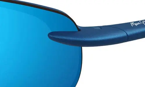 Maui Jim Hookipa Rectangular Sunglasses - Metal Matte Blue/ Blue Hawaii