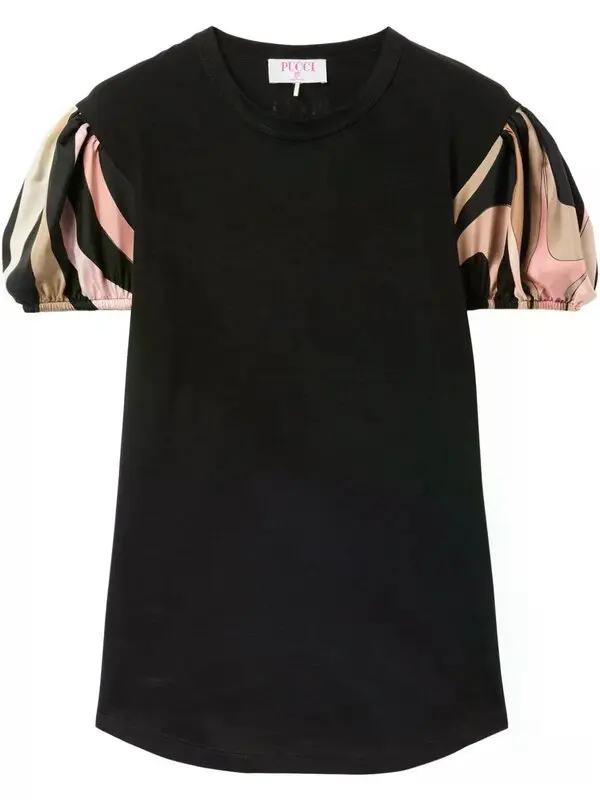 Emilio Pucci Printed-sleeves T-shirt - Black