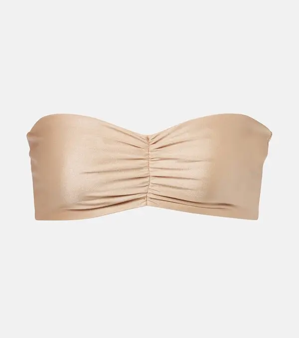 Jade Swim Ava Ruched Bikini Top - Beige