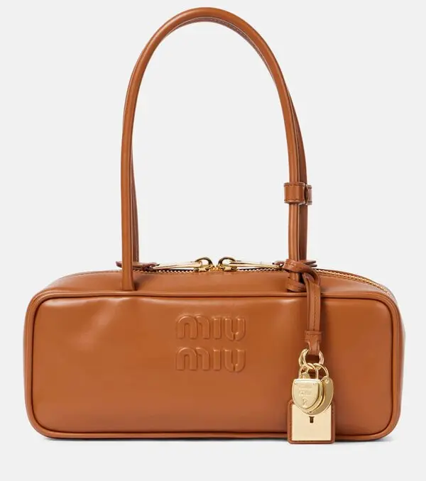 Miu Miu Logo Embossed Leather Tote Bag