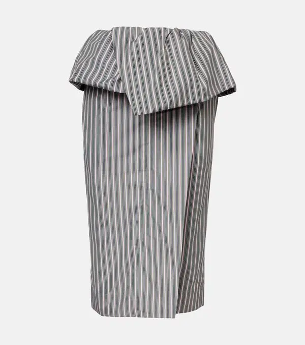 Dries Van Noten Striped Cotton Poplin Midi Skirt - White