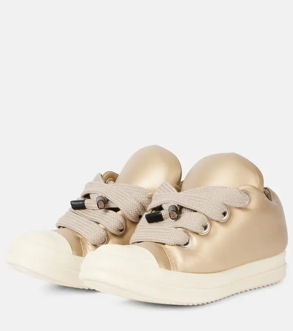 Rick Owens Jumbolace Metallic Leather Sneakers - Gold