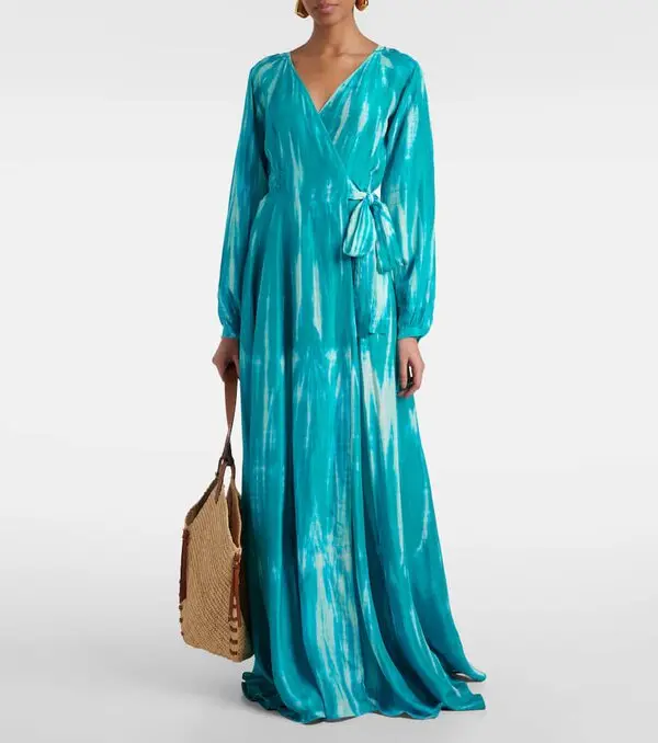 Anna Kosturova Tie-dye Silk Wrap Dress