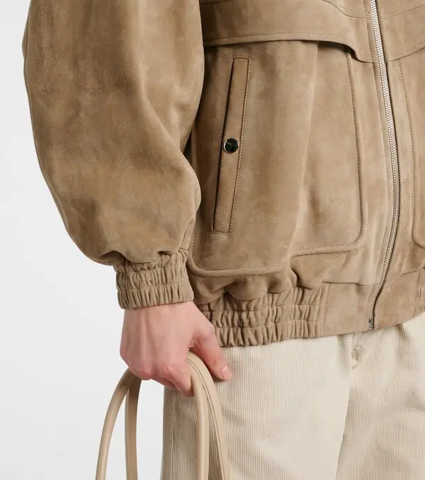 Nour Hammour Beck Suede Bomber Jacket - Beige