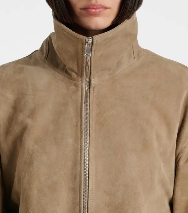 Nour Hammour Beck Suede Bomber Jacket - Beige