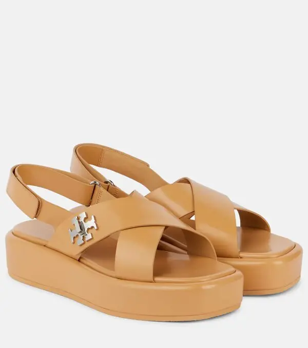 Tory Burch T Lock 40 Leather Platform Sandals