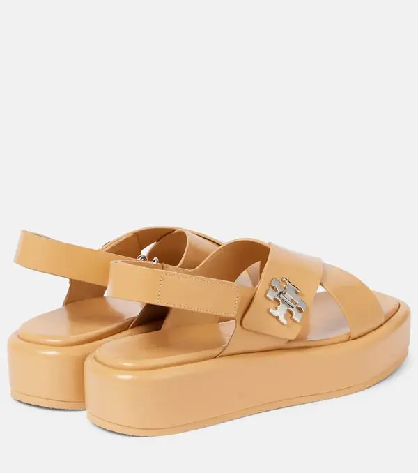 Tory Burch T Lock 40 Leather Platform Sandals
