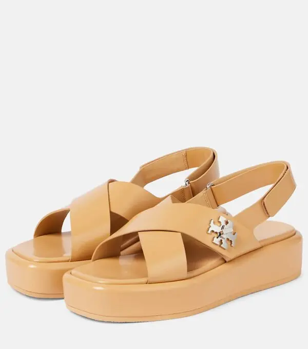 Tory Burch T Lock 40 Leather Platform Sandals