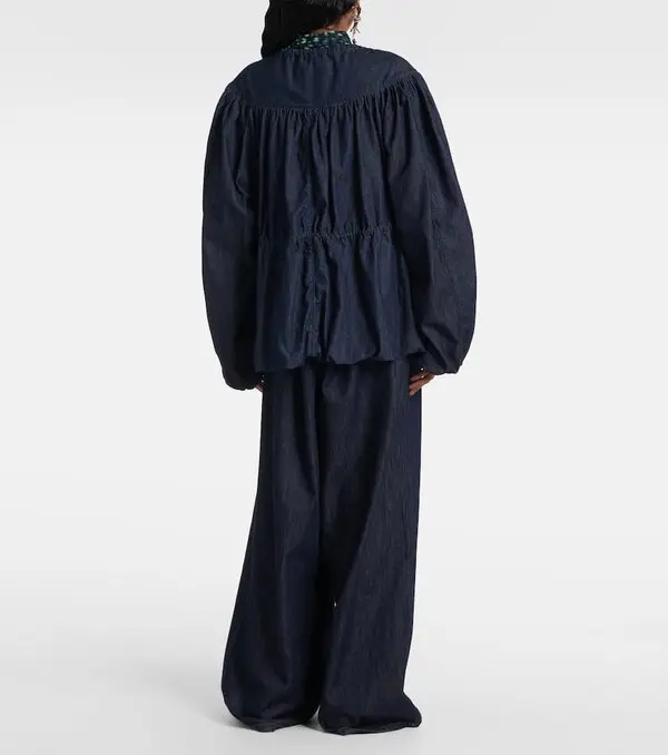 Dries Van Noten Gathered Denim Blouse