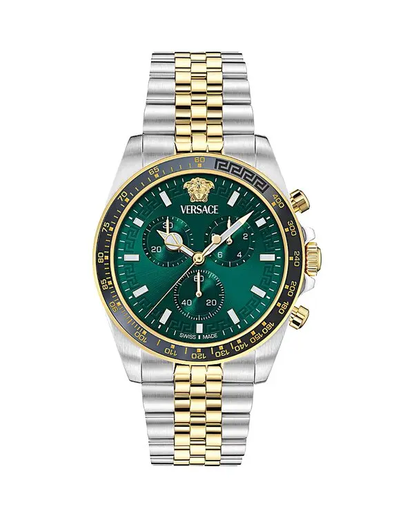 Versace Greca Chrono Wave Chronograph Watch, 43mm - Green/two Tone