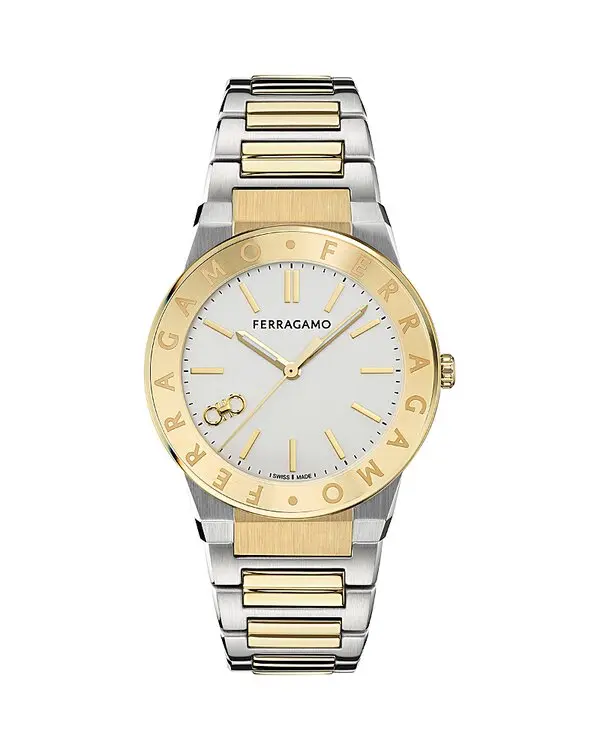 FERRAGAMO Sapphire Logo Watch, 41mm - White/two Tone