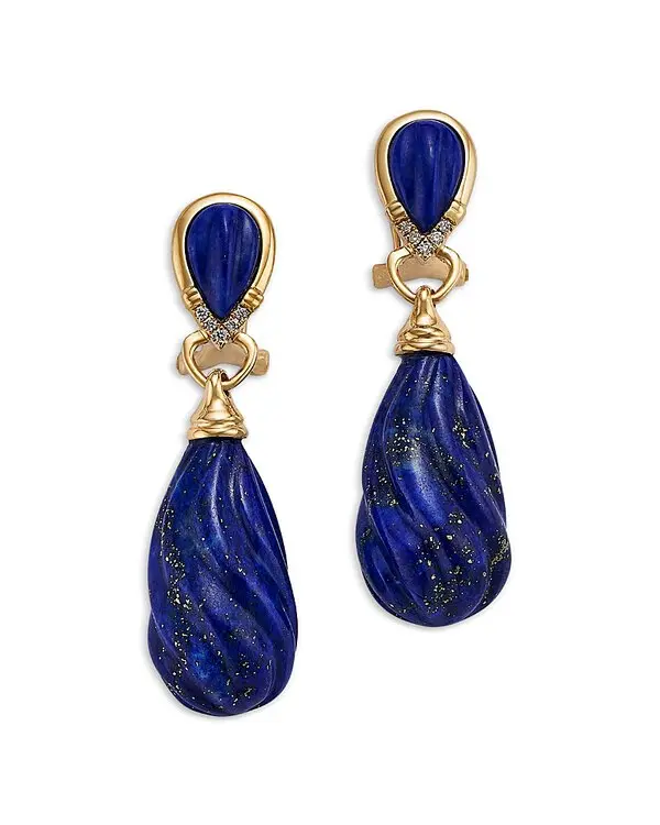 Bloomingdale'S Lapis And Diamond Drop Earrings - Blue