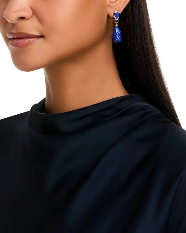 Bloomingdale'S Lapis And Diamond Drop Earrings