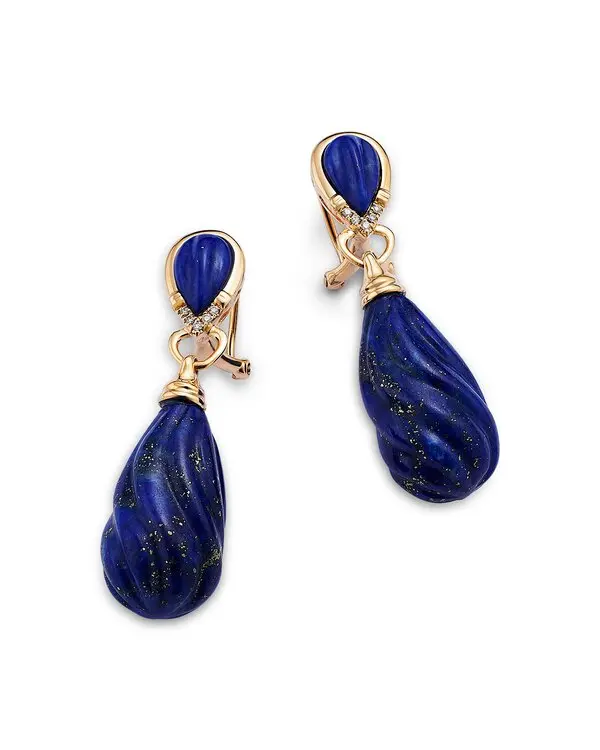 Bloomingdale'S Lapis And Diamond Drop Earrings
