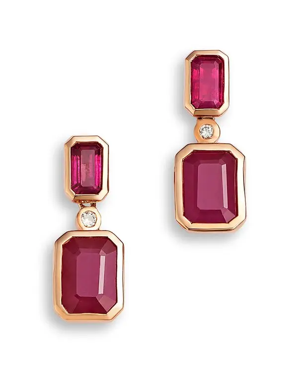 Bloomingdale'S Ruby And Diamond Drop Earrings - Pink