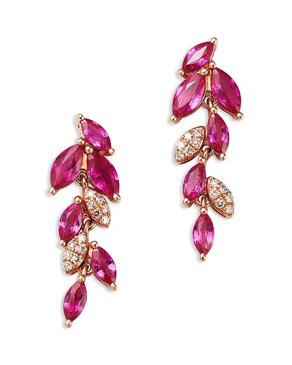 Bloomingdale'S Ruby And Diamond Earrings - Pink