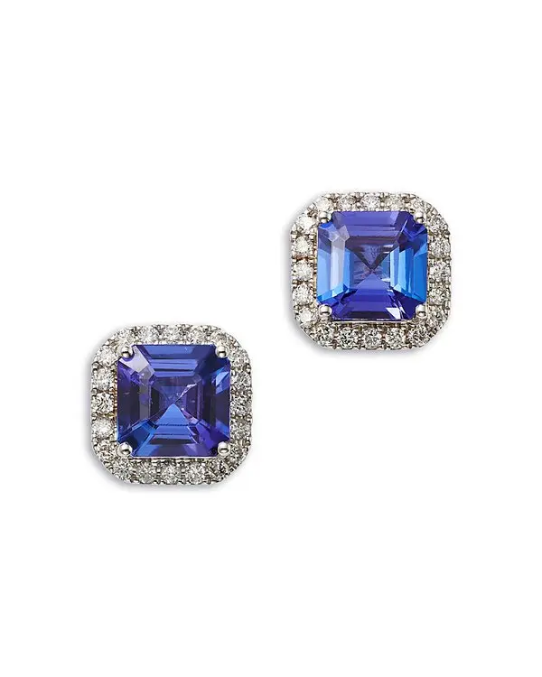 Bloomingdale'S Tanzanite And Diamond Stud Earrings - White/blue