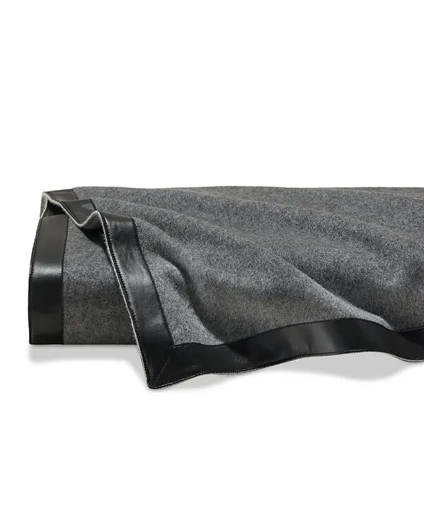 PRATESI Dolomiti Cashmere & Leather Throw Blanket, 55 X 71 - Charcoal/sterling
