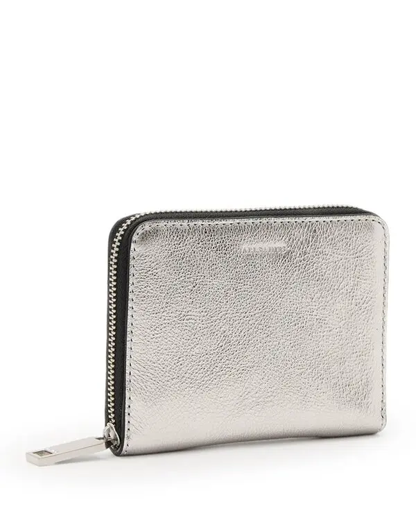 ALLSAINTS Lena Hex Zip Wallet - Silver