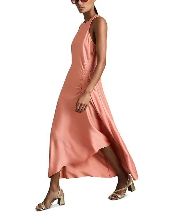 Reiss Petites Anessa Satin Dress Coral 51% Off Editorialist