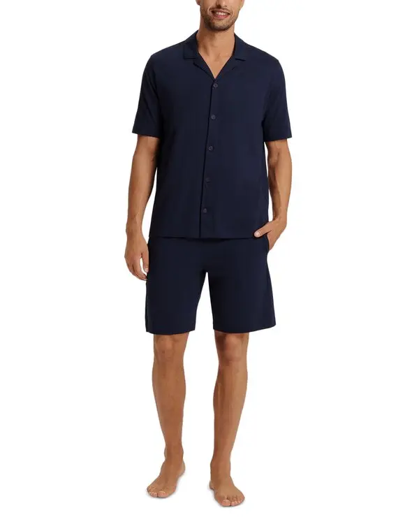 Hanro Night And Day Cotton Button Front Shirt - Deep Navy