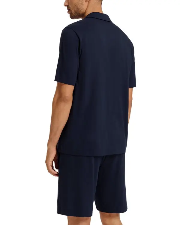 Hanro Night And Day Cotton Button Front Shirt - Deep Navy
