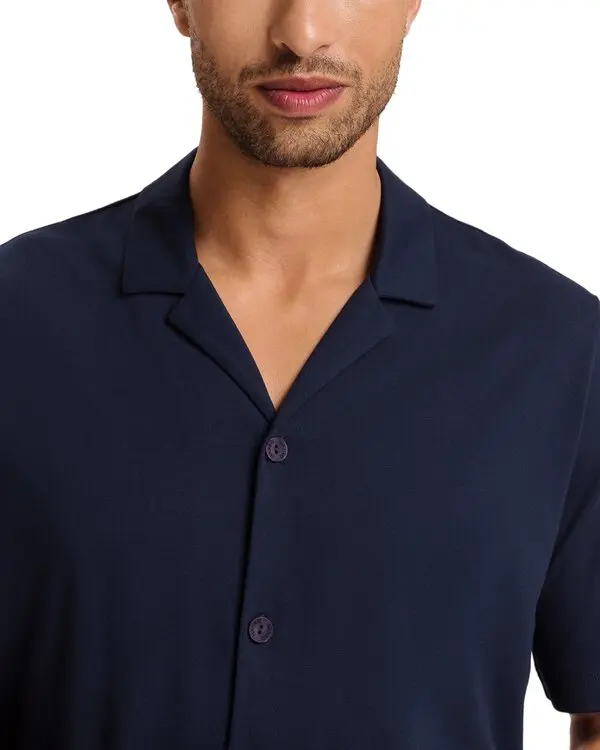 Hanro Night And Day Cotton Button Front Shirt - Deep Navy