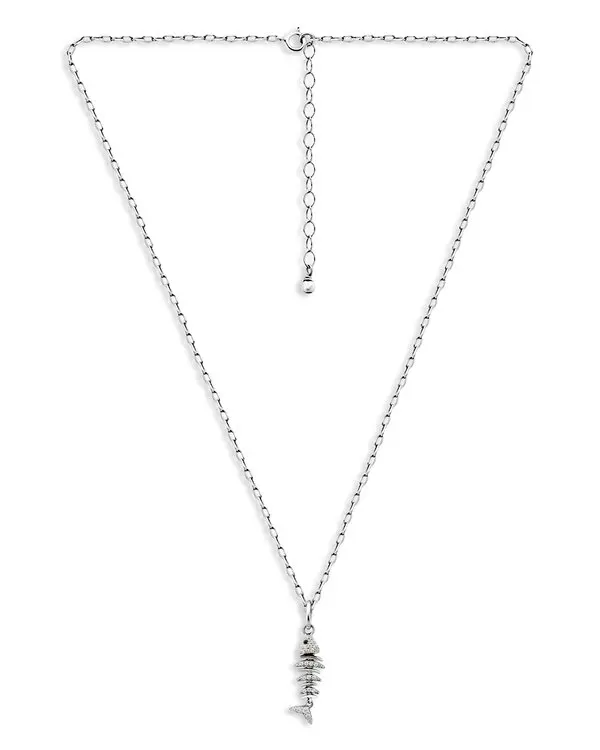 Aqua Sterling Pave Fish Pendant Necklace