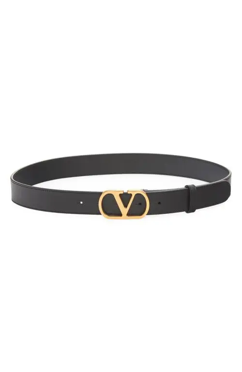 Valentino Garavani Vlogo Buckle Leather Belt - Nero