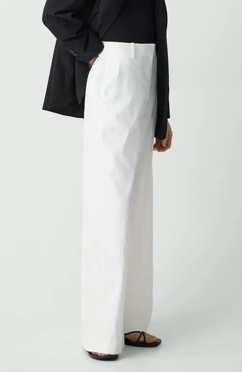 Theory Linen Blend Wide Leg Pants - White