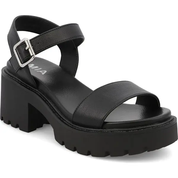 Mia Platform Ankle Strap Sandals - Black