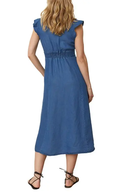 Marine Layer Camila Button-front Midi Dress - Medium Wash