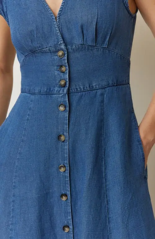 Marine Layer Camila Button-front Midi Dress - Medium Wash